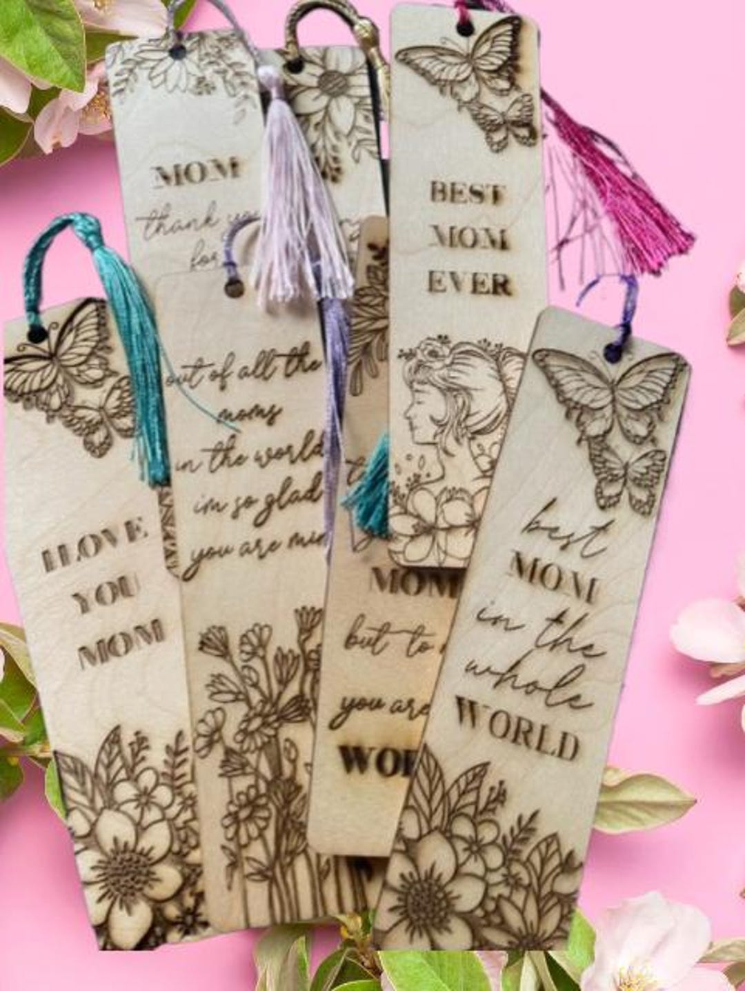 Mother's Day Bookmarks for Mom, Grandma With Tassels, Natural Wood - Etsy