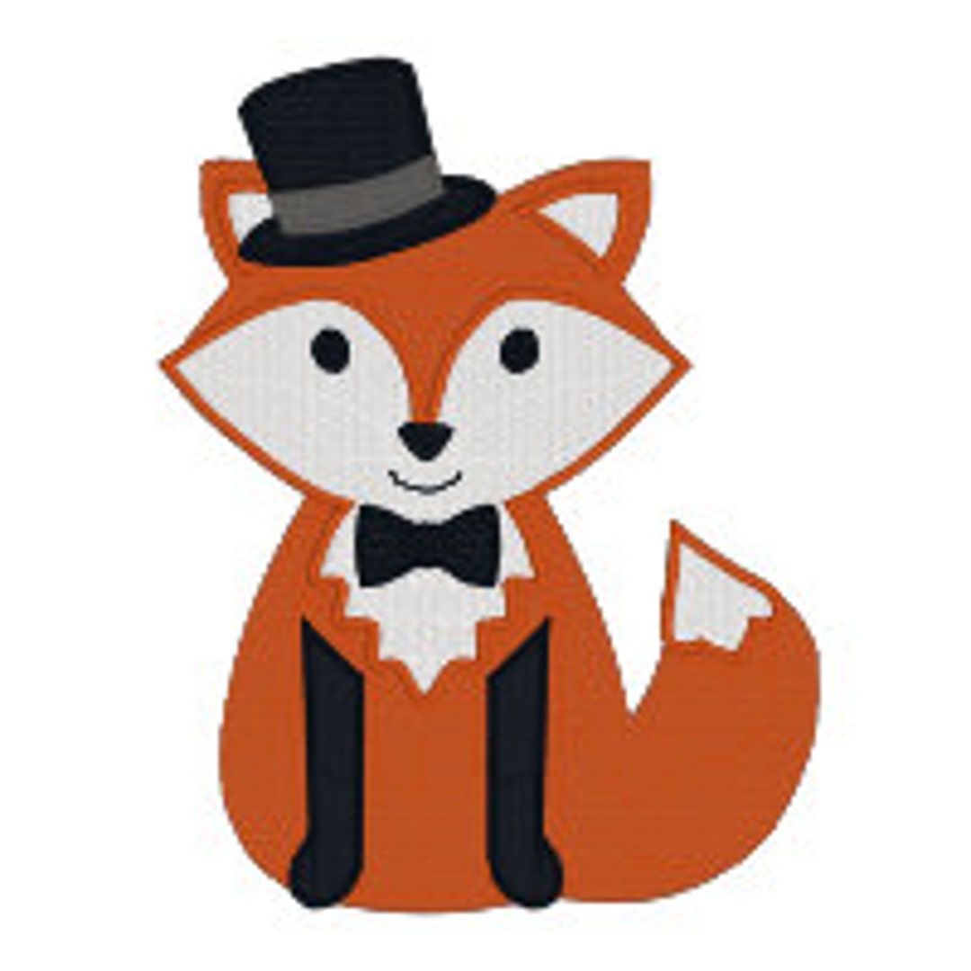 BUY 2, GET 1 FREE - Fox Machine Embroidery Design - Fox With Bowtie ...