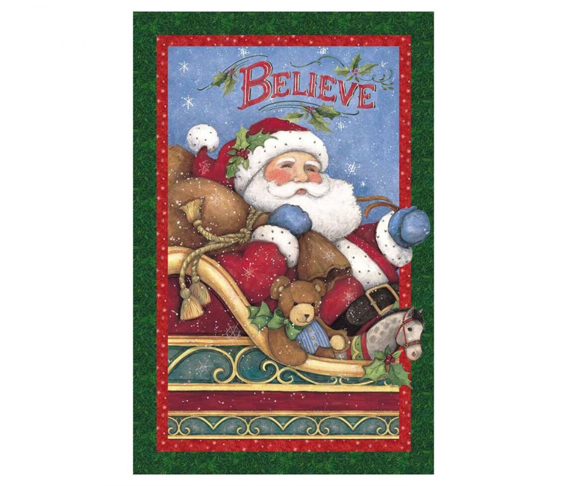 Believe Santa Christmas Fabric Panel Quilt Panel by Susan - Etsy
