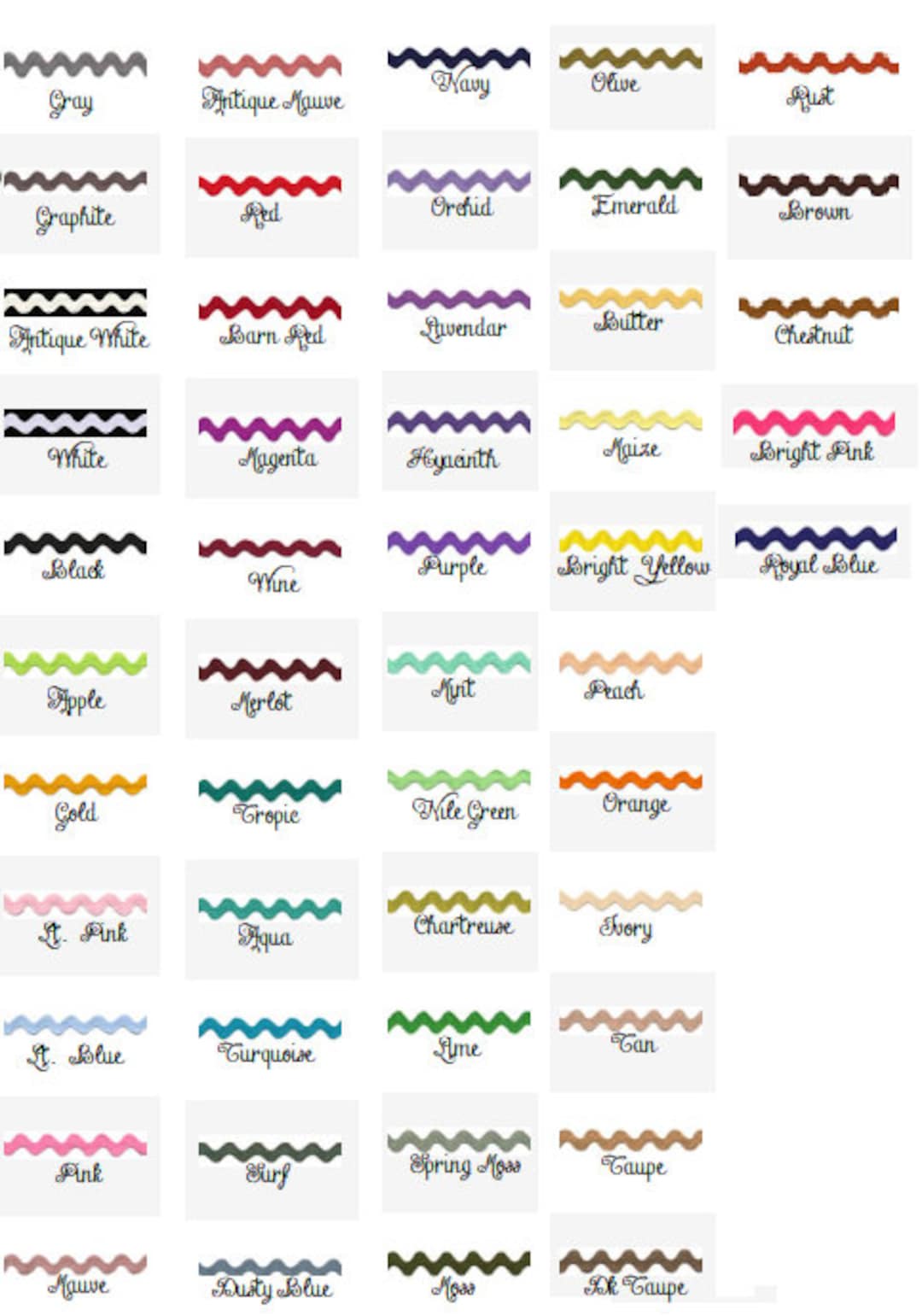 Jumbo Rick Rack in 49 COLORS - 1 13/32 Inch Polyester Sewing Trim by ...