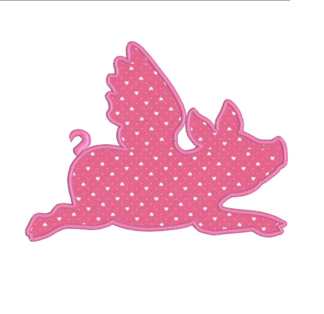 BUY2GET1FREE - Applique Flying Pig Machine Embroidery Design in 3 Sizes ...