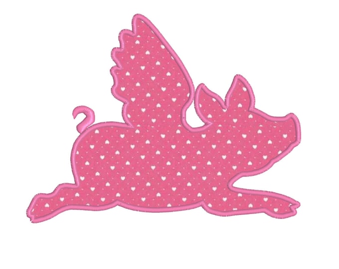 BUY2GET1FREE Applique Flying Pig Machine Embroidery Design - Etsy