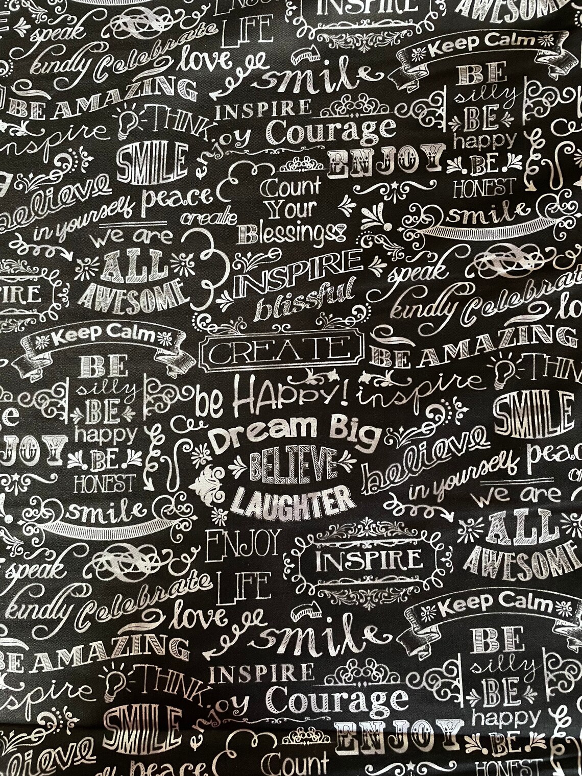 Chalkboard Inspirational Words Fabric 100% Cotton Dream Big | Etsy