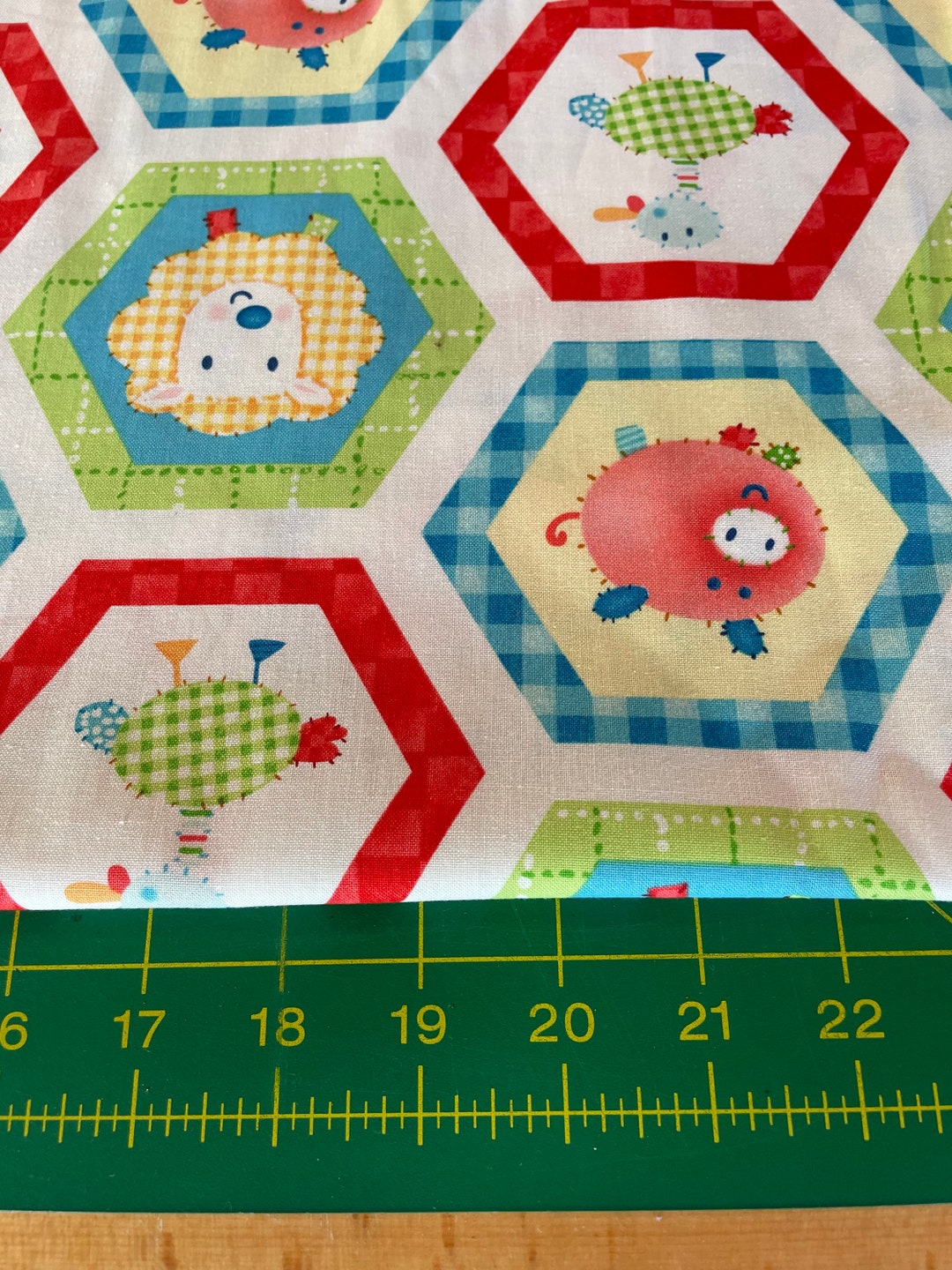 Farm Animal Fabric Hexagons Little Red Barn Collection by Studio E ...