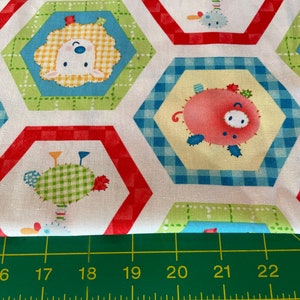 Farm Animal Fabric Hexagons Little Red Barn Collection by Studio E ...