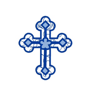 BUY 2, GET 1 FREE - 2-color Ornate Cross Machine Embroidery Design in 3 ...