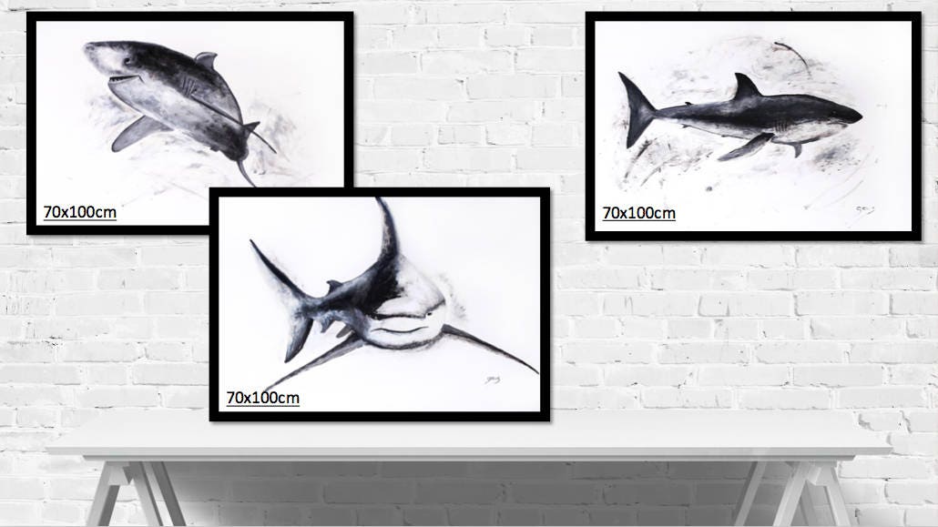 Original. Shark. Hyperrealism. Fish Painting. Oil Painting. Living Room ...