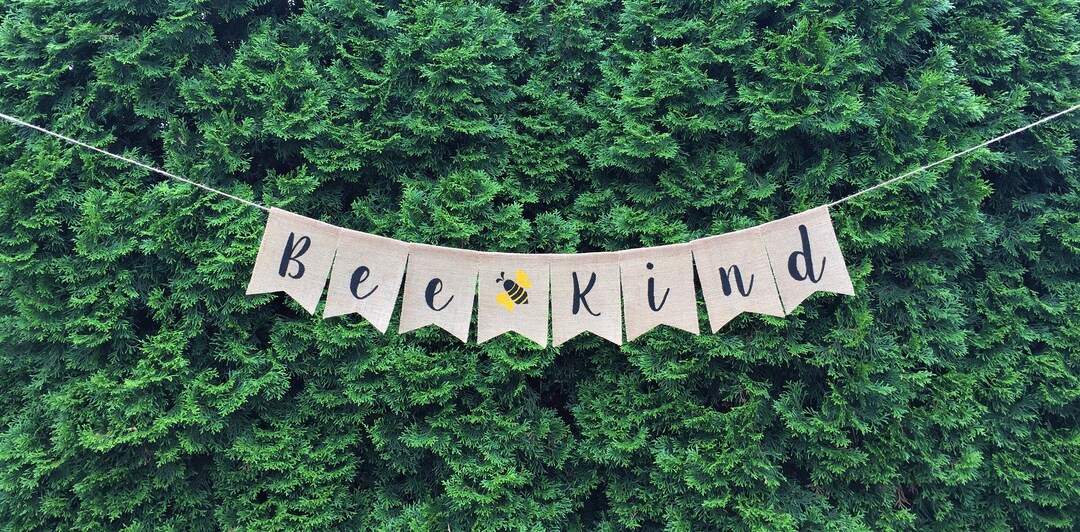 Bee Kind Banner, Bee Kind Burlap Banner, Bee Banner, Burlap Banner, Bee ...