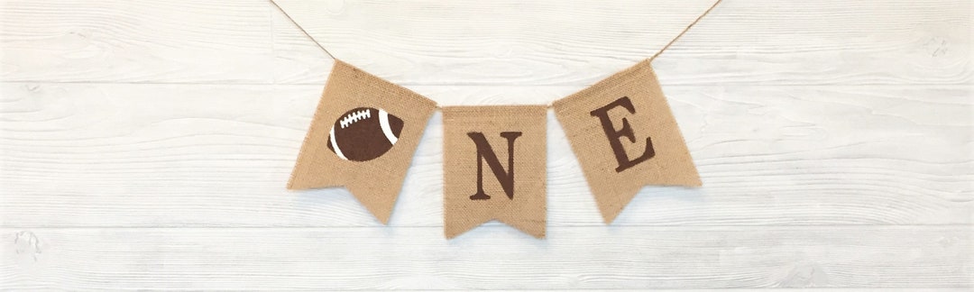 Football First Birthday Banner, Football One Banner, Football Burlap ...