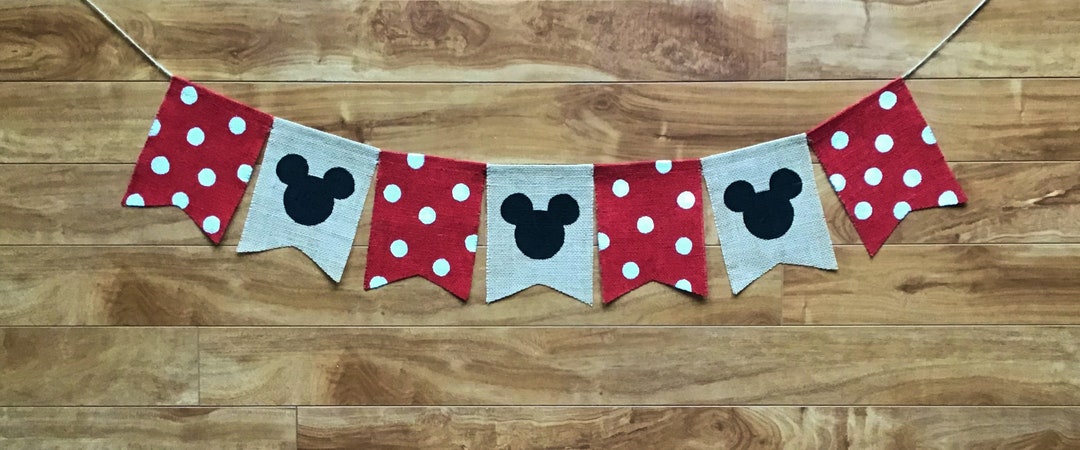Mickey Mouse Burlap Banner,mickey Mouse Banner,mickey Mouse Birthday ...