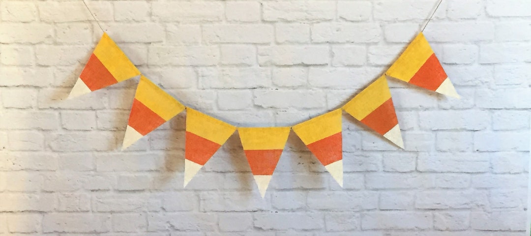 Candy Corn Burlap Banner, Candy Corn Burlap Banner, Halloween Banner ...
