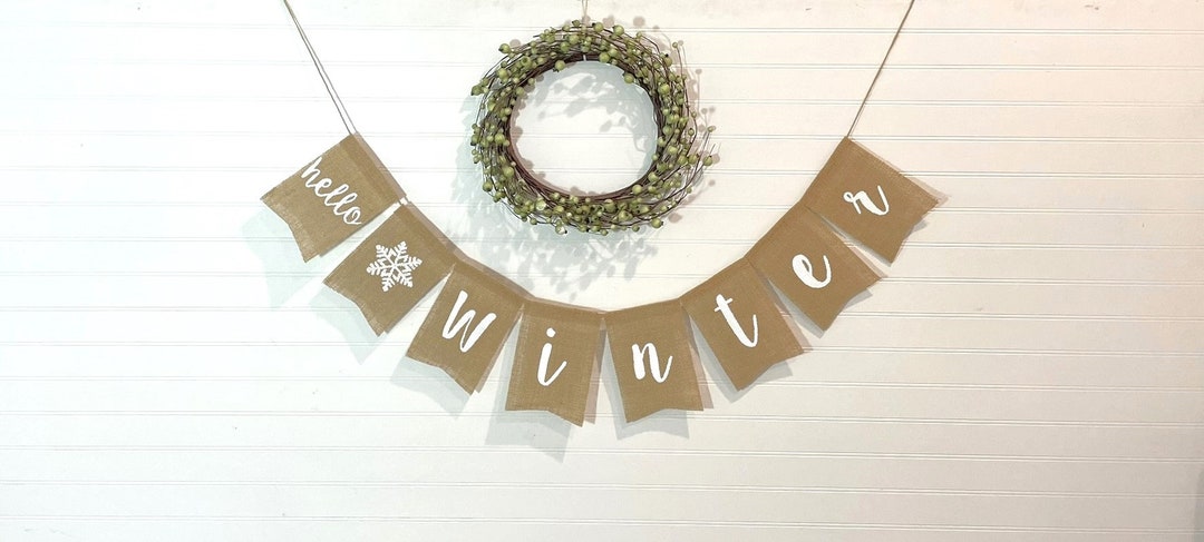 Hello Winter Banner, Winter Banner, Holiday Decor, Christmas Banner ...