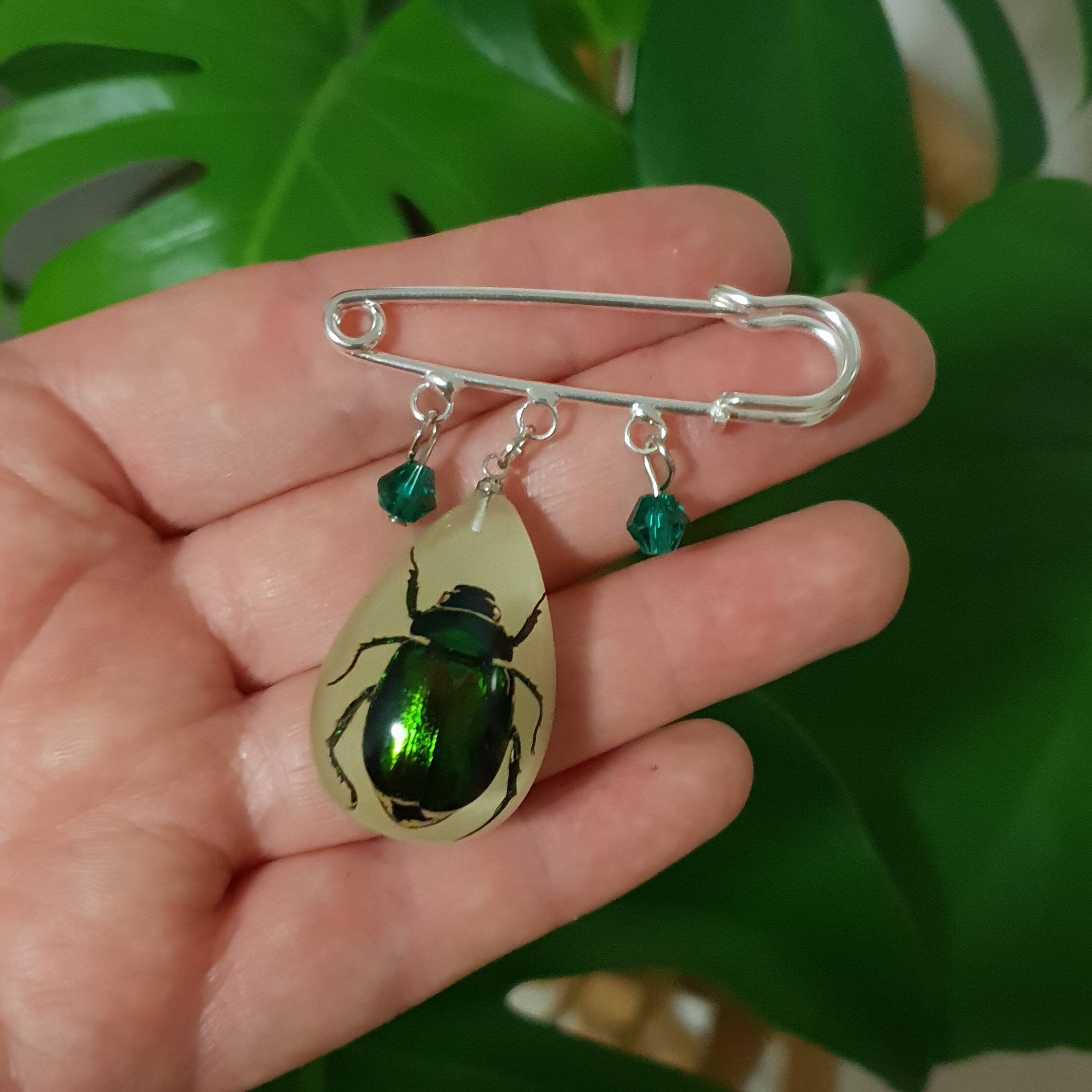 Green Beetle Insect Jewelry Real Bug Necklace Choker Earrings | Etsy