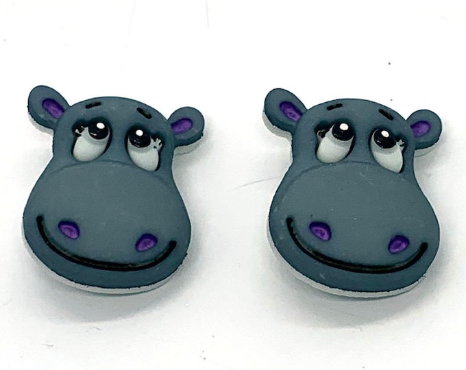 Hippo Buttons Hippopotamus Set of 2 Shank Back 218 - Etsy