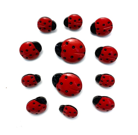 Ladybugs Button Fun Collection Lady Bugs Set of 12 Shank Back | Etsy