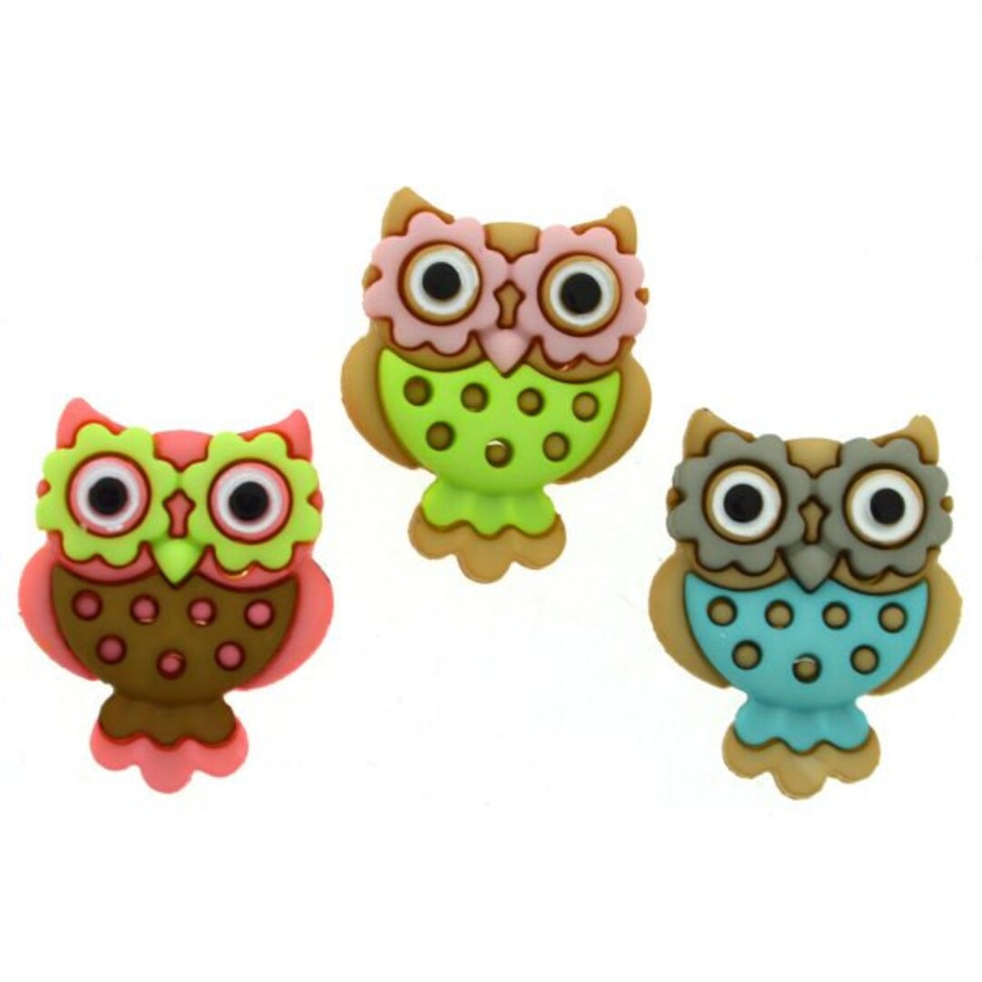 Retro Owls Buttons Collection Set of 3 Shank Back Jesse James Dress It ...