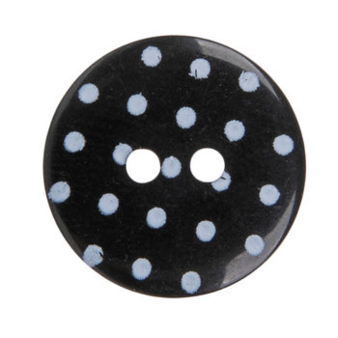 Black and White Polka Dot Buttons Round Two-hole Sew-thru Flat Back ...
