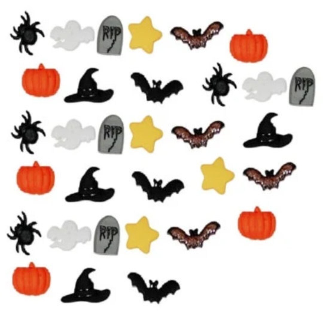 Micro Mini Halloween Happy Fright Night Buttons Collection Shank Back ...
