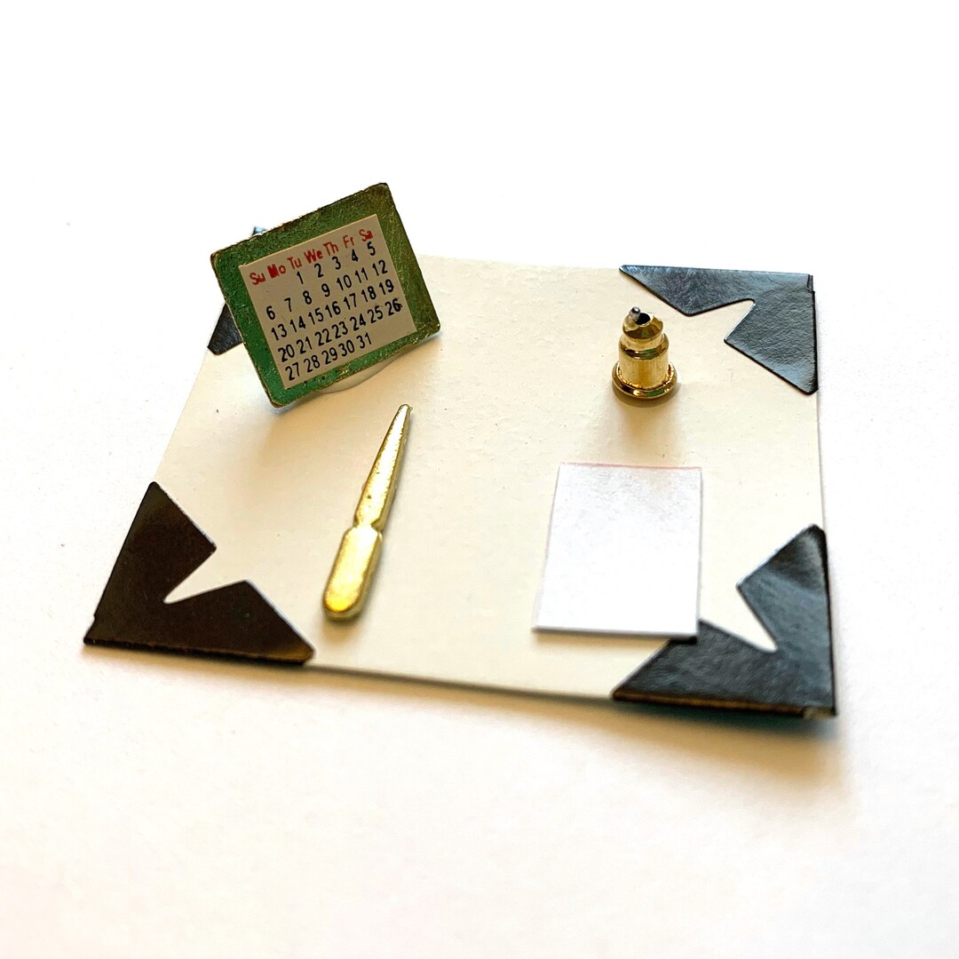 Miniature Desk Set Dollhouse Office Home Decor Miniatures Ink Well ...