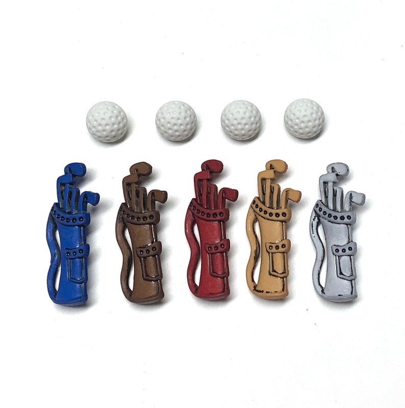 Golf Buttons Galore Collection Set of 9 Golf Club Bag Ball - Etsy