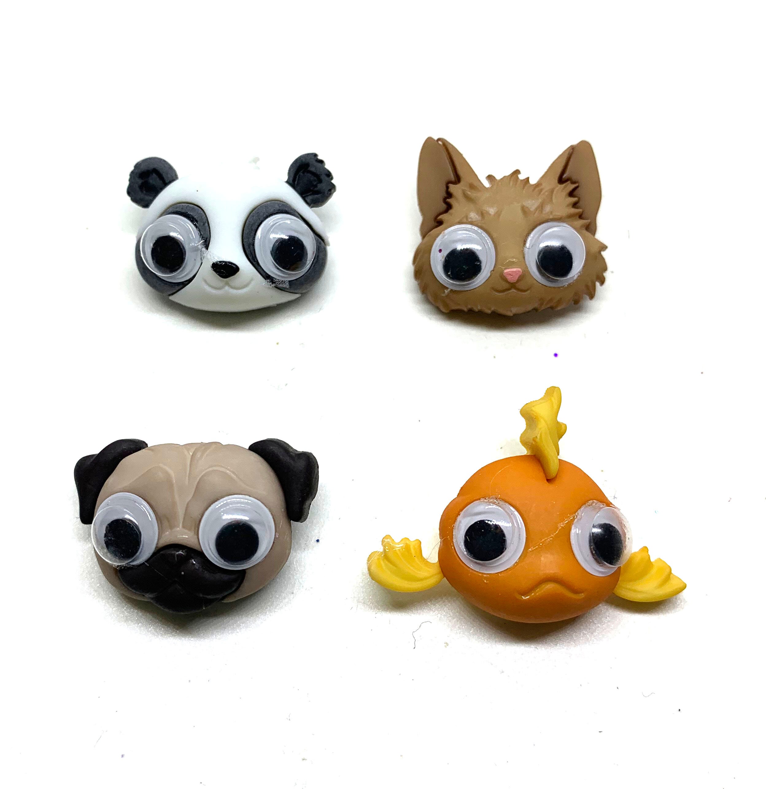 Animal Buttons Collection Google Eyed Set of 4 Shank Back Cat | Etsy