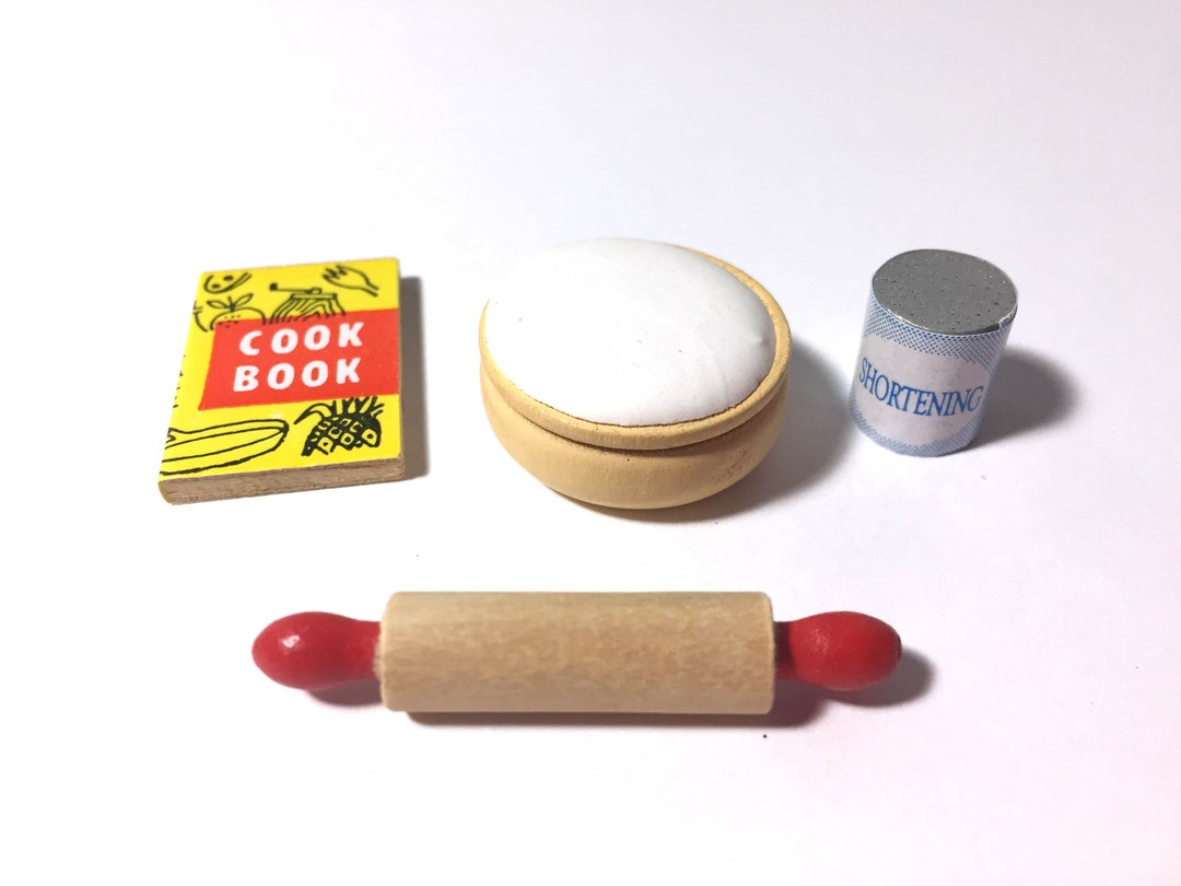 Miniature Baking Supplies Collection Set of 4 Dollhouse Kitchen Food ...