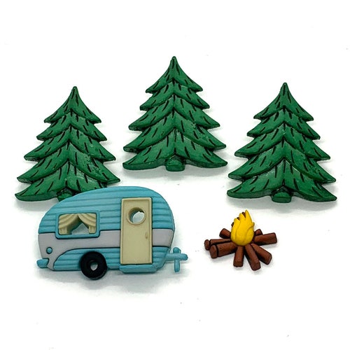 Camping Buttons Collection Set of 5 Shank & Flat Back RV Trees - Etsy