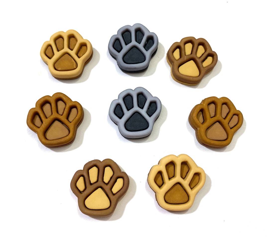Dog Buttons Galore Collection Paw Print Set of 8 Shank Flat - Etsy