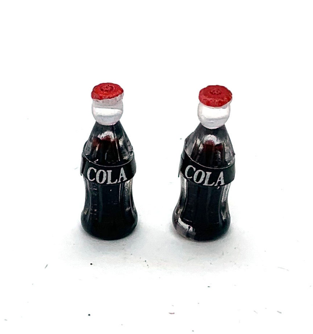 Miniature Soda Pop Cola Bottles Set of 2 Dollhouse Food Kitchen Home ...