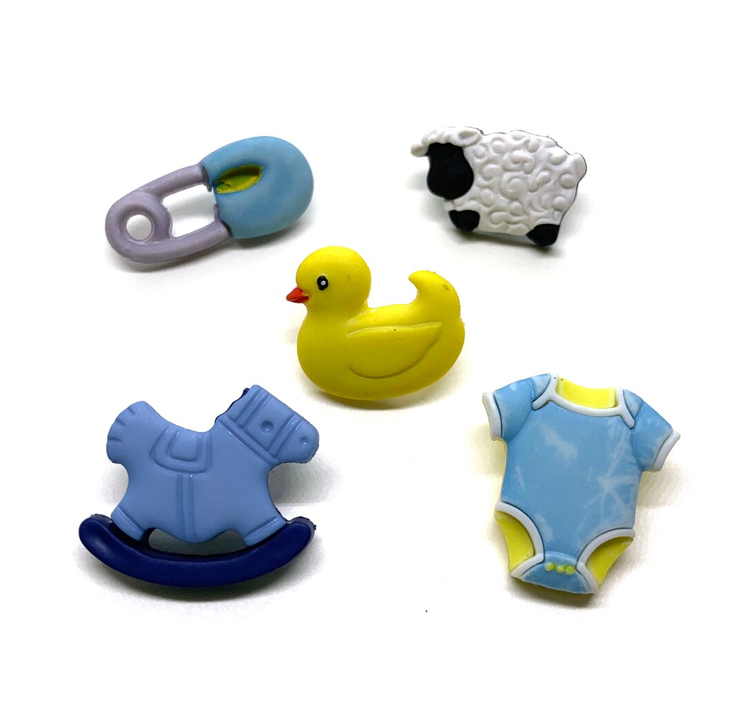 NEW Baby Boy Buttons Galore Collection 3D Baby Hugs Set of 6 Shank Back ...