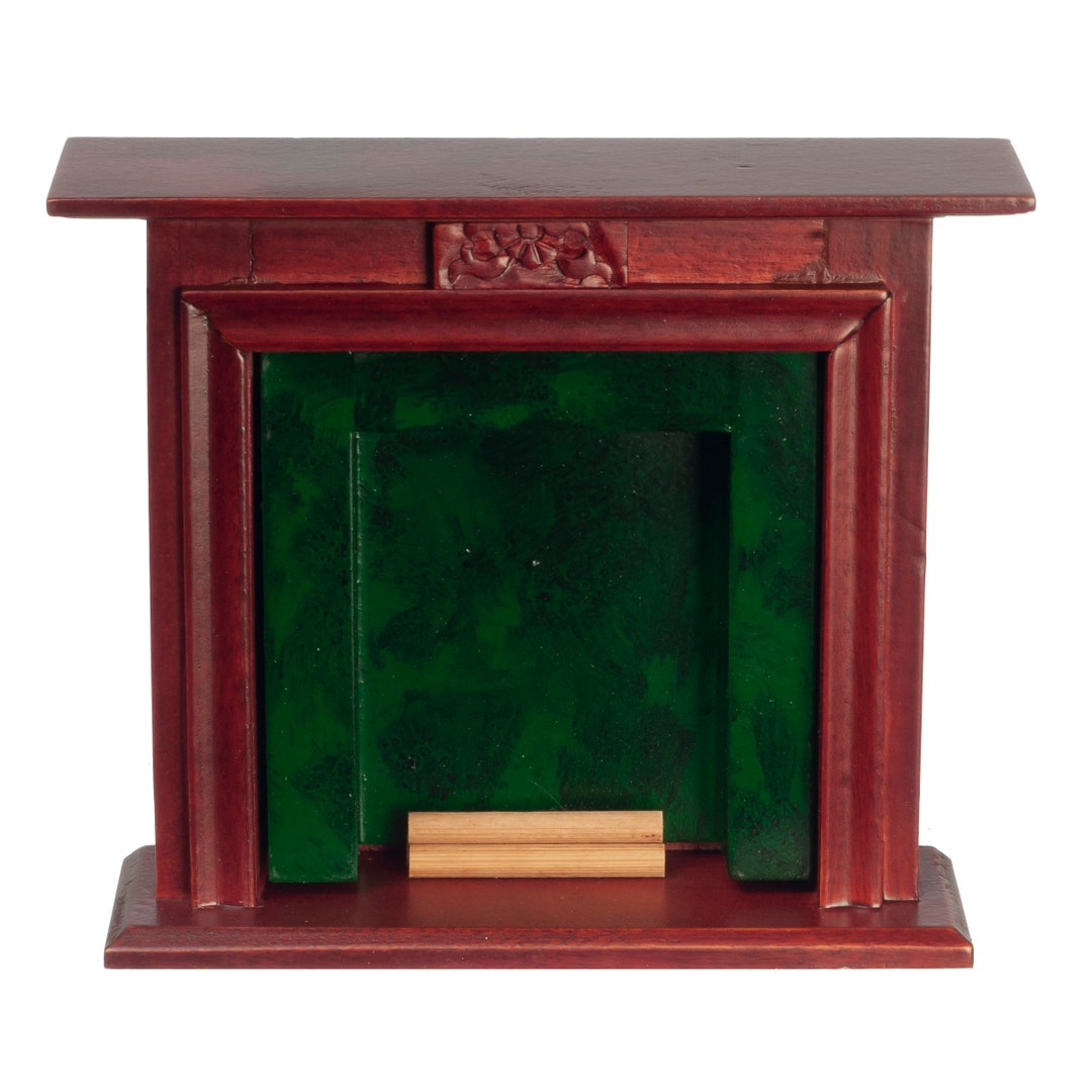 Miniature Wood Fireplace With Logs Dollhouse Furniture Home Decor ...