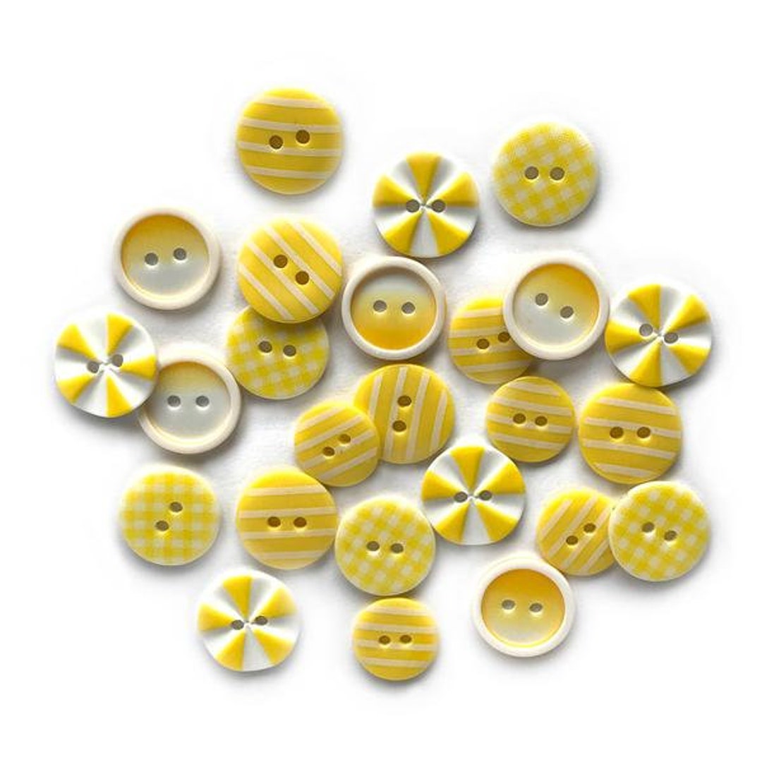 Sunburst Yellow Buttons Galore Fusion Collection Set of 15 Two Hole Sew ...