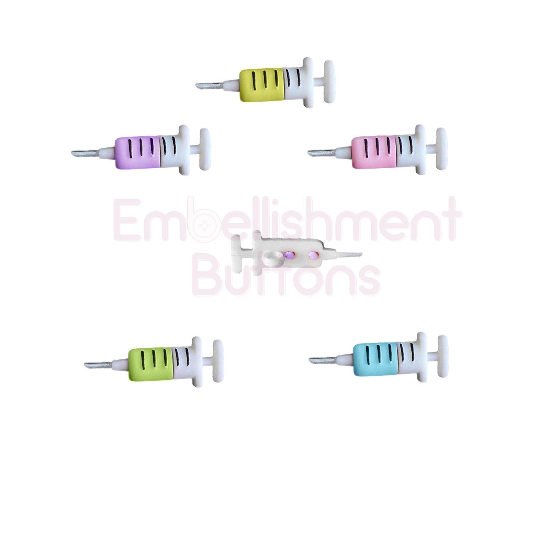 Syringe Buttons Collection Medical Shot Button Needles Set of | Etsy