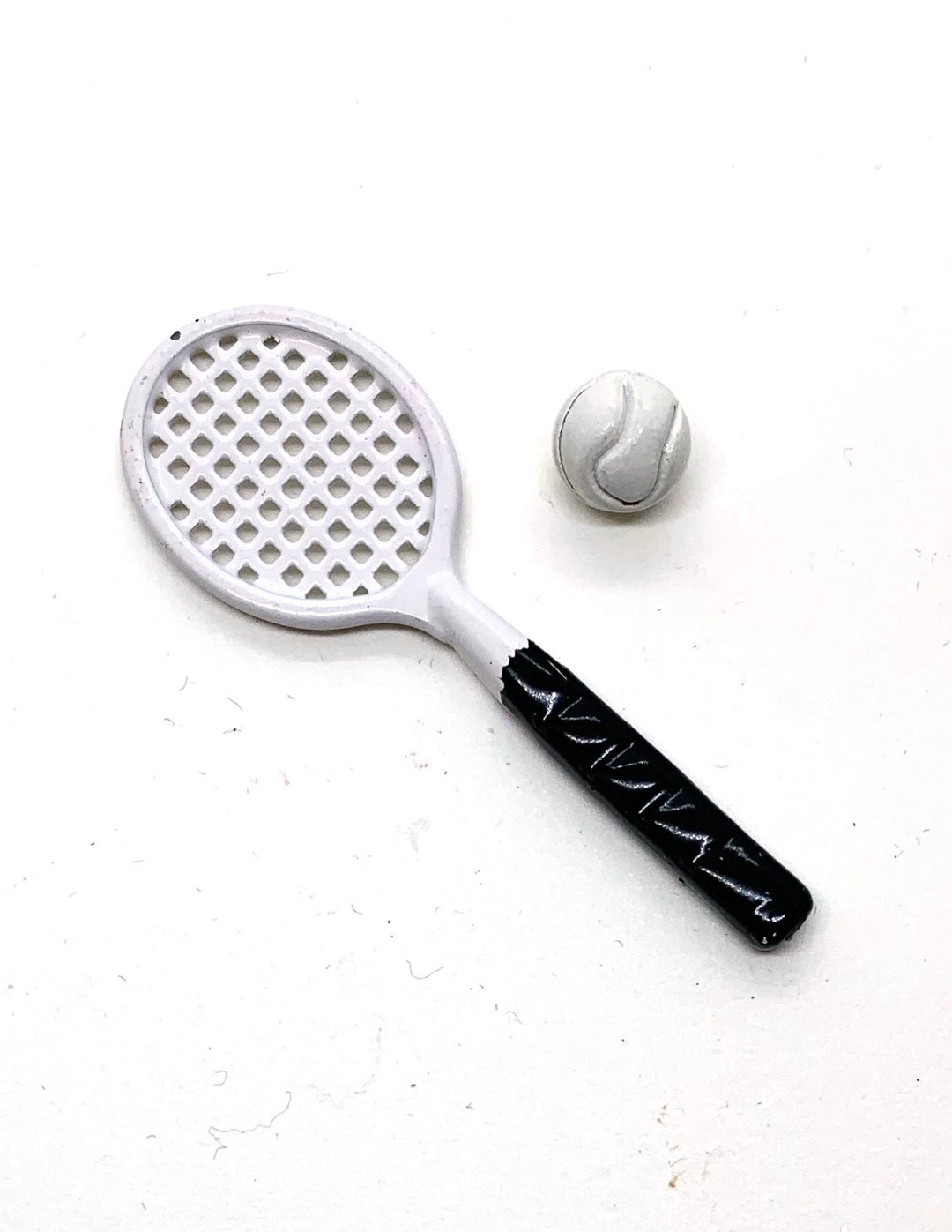 Miniature Tennis Racket Ball Sports Equipment Set of 2 Dollhouse Sports ...
