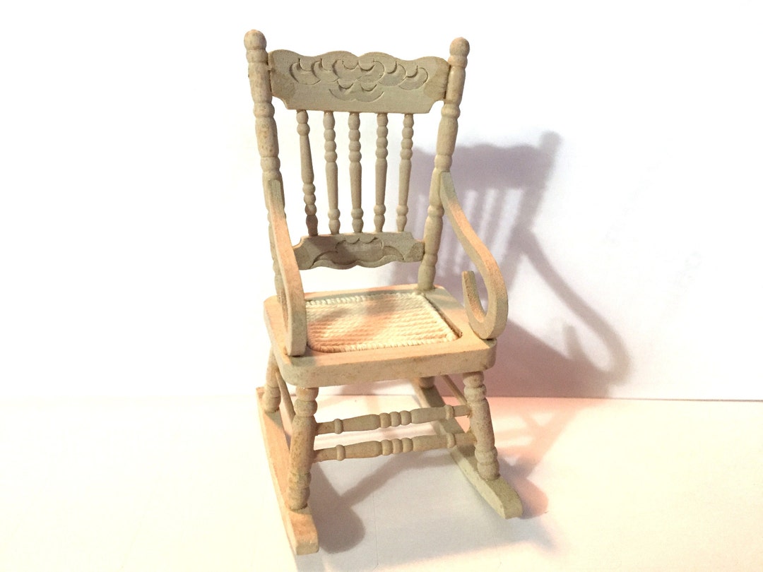 Miniature Rocking Chair Unfinished Wood Dollhouse Furniture Home Decor ...