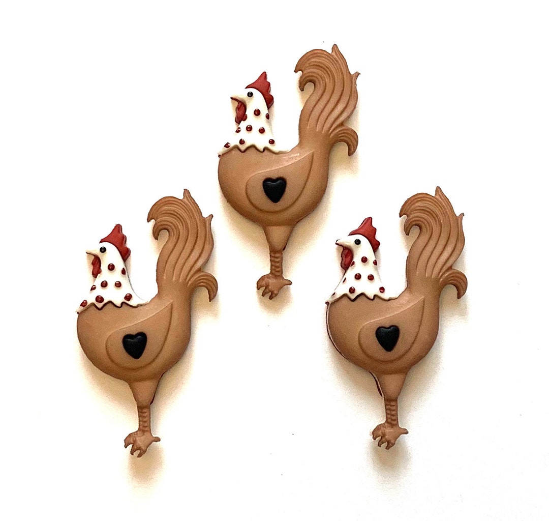 Hen House Chicken Buttons Rooster Heart Polka Dots Shank Back Jesse ...