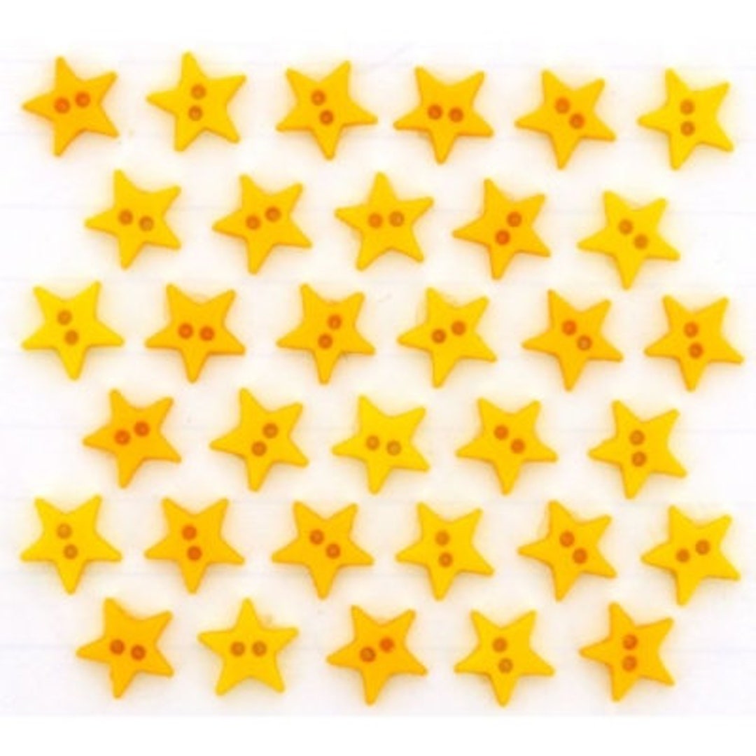 Micro Mini YELLOW STARS Buttons 1/4" Two Hole Sew Thru Sold by Weight ...