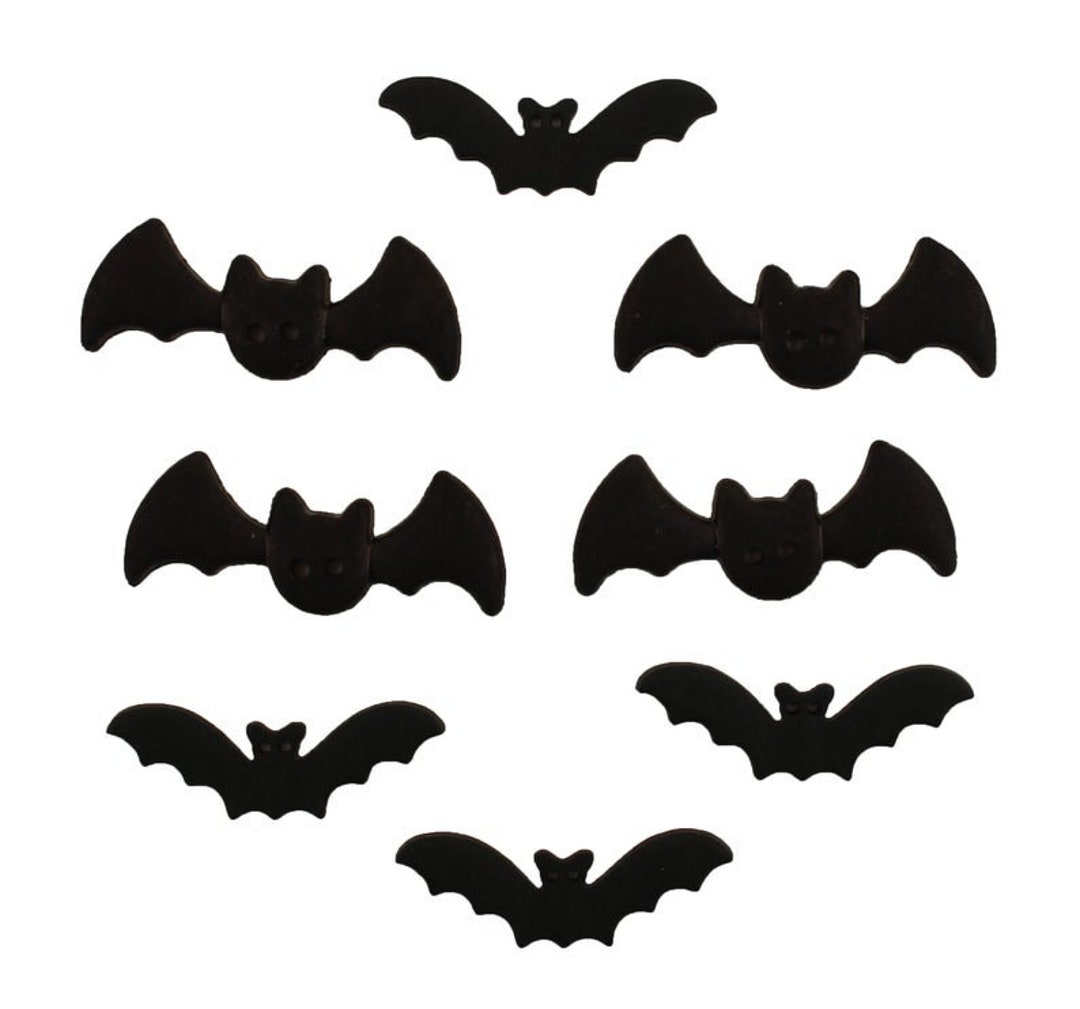 Bats Buttons Galore Collection Two Hole Sew Thru Set of 8 Flat Back ...