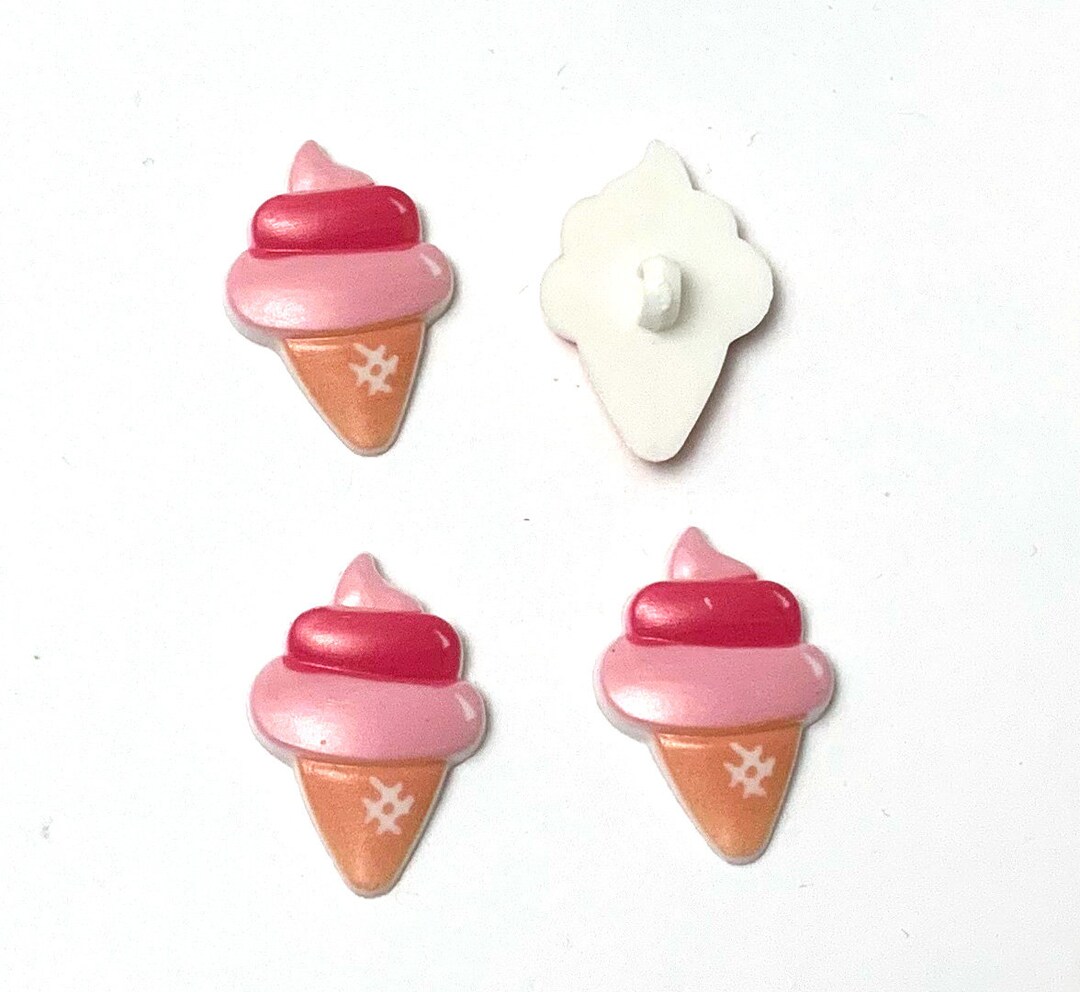 SALE Pink Ice Cream Cone Buttons Shank Flat Back Choice 942 - Etsy
