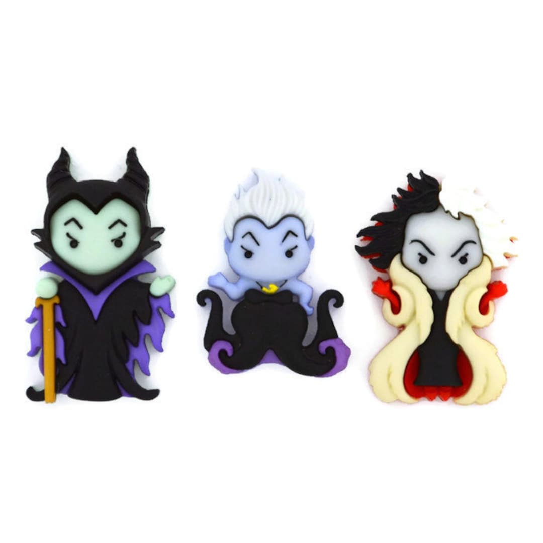 Disney Villain Button Collection Ursula Cruella Maleficent Shank Back ...