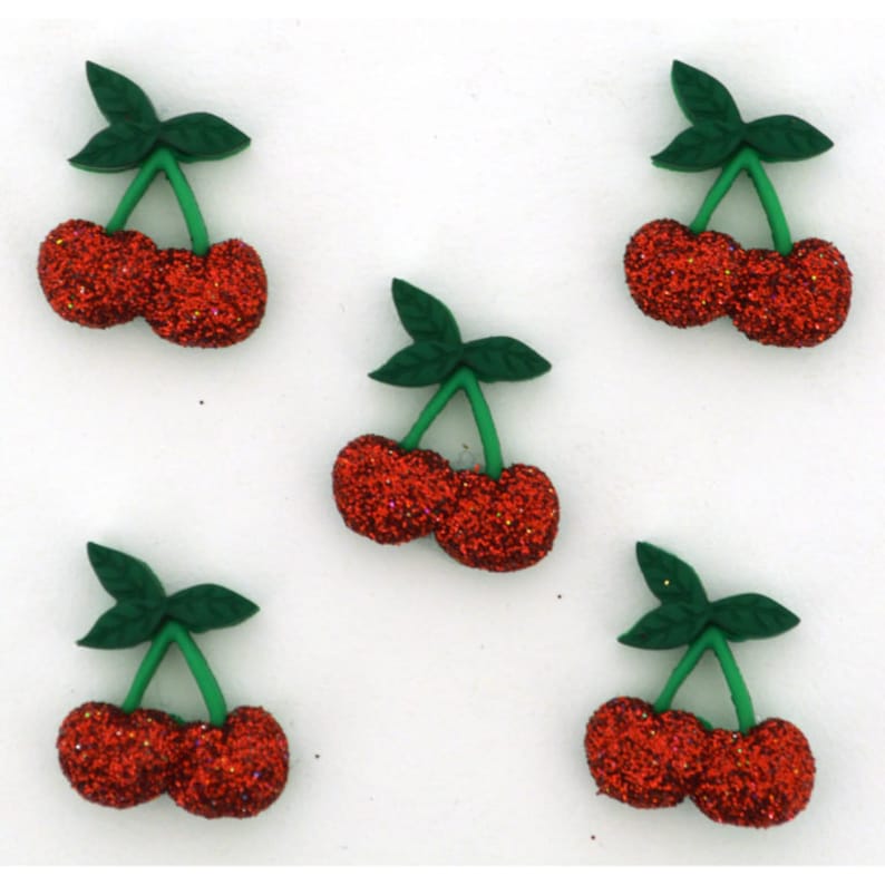 Glitter Cherries Buttons Cherry Fruit Shank Flat Back Choice - Etsy