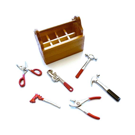 Miniature Wood Tool Box Collection Hand Tools Dollhouse Home | Etsy