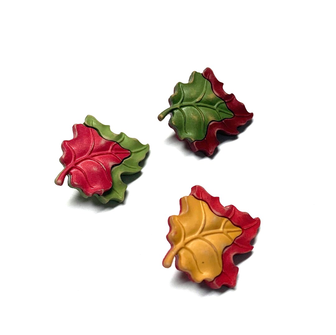 Autumn Maple Leaf Buttons Galore Collection Leaves 3D Set of 3 Shank ...