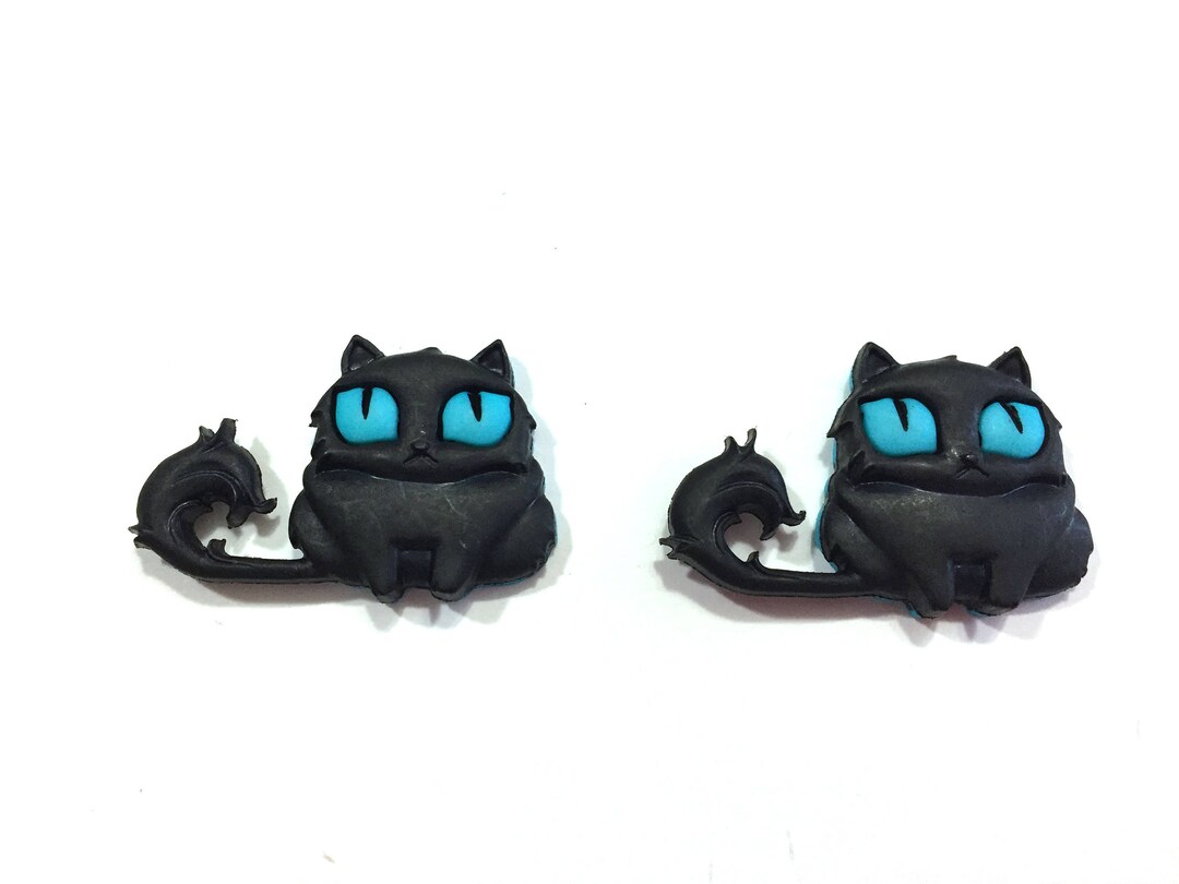 Black Cat Button Shank Back Jesse Dress It up Creeped Out Blue Eyes ...