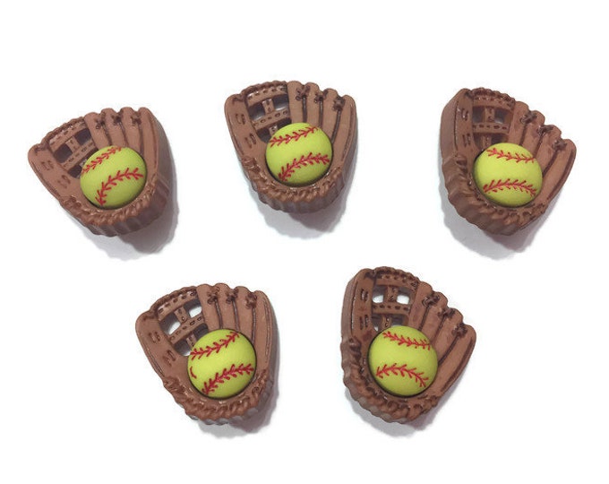 Softball Glove Buttons Mitt Neon Yellow Ball Shank Back 886 - Etsy