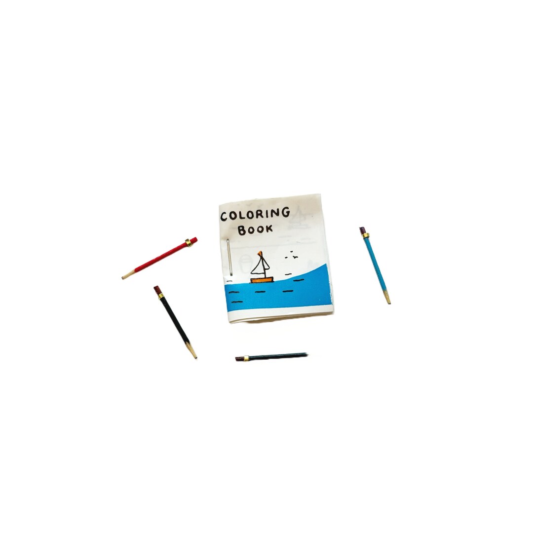 SALE Miniature Children Coloring Books & Pencils Collection Set of 5 ...