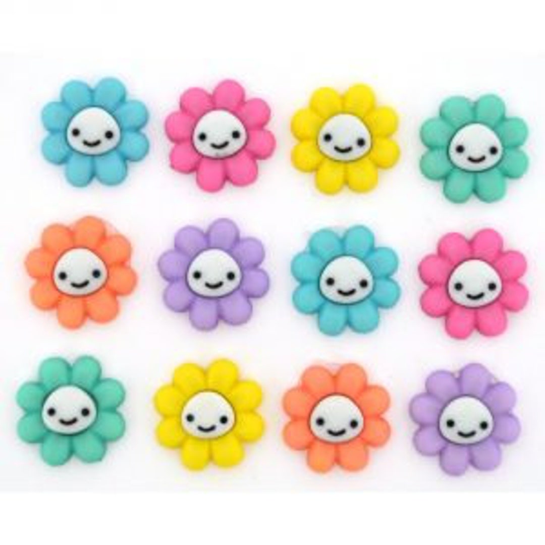 Happy Little Flowers Buttons Collection Set of 12 Shank Back Jesse ...
