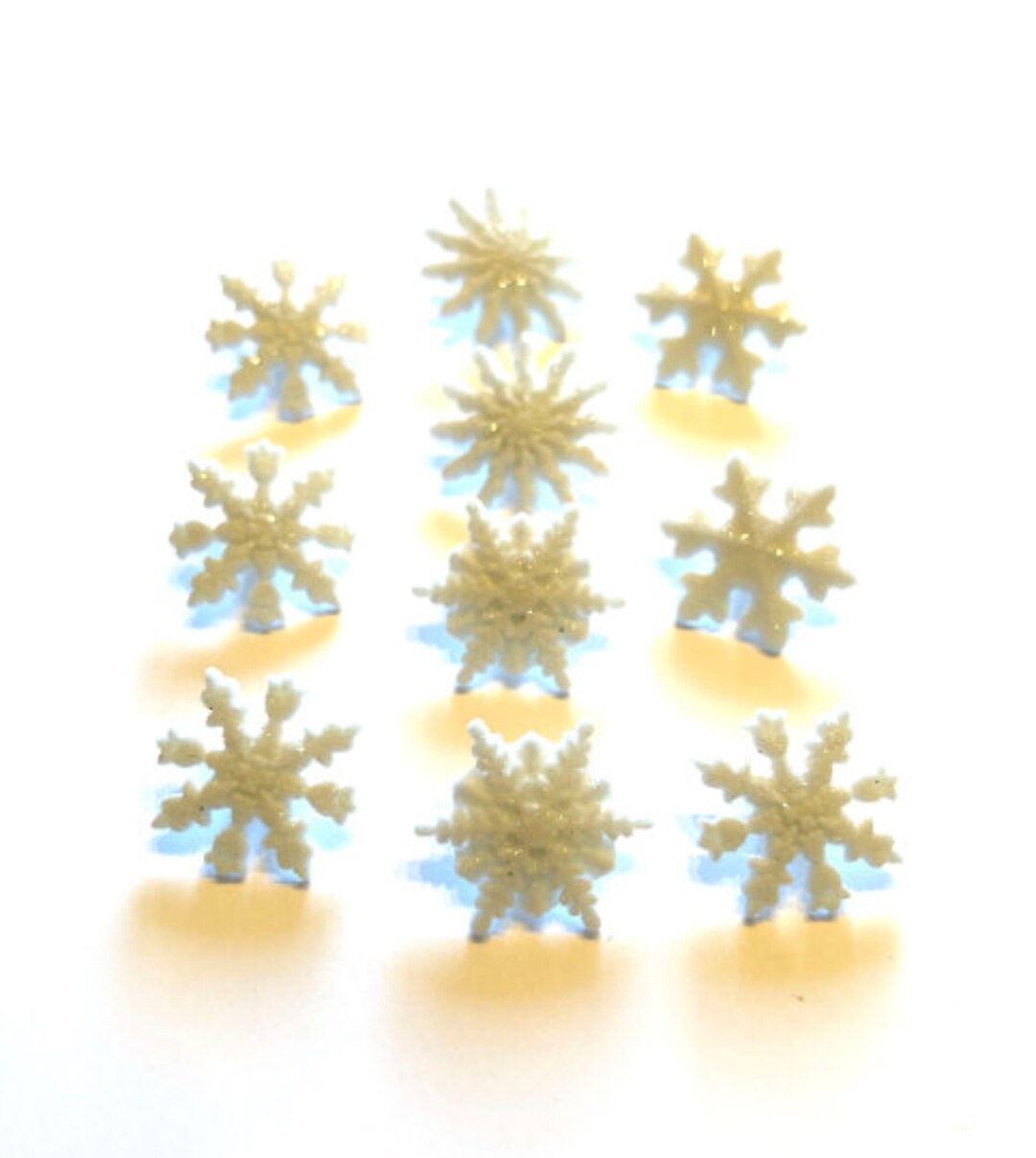 Glitter Snowflakes Buttons Collection Set of 10 Shank Flat Back Choice ...