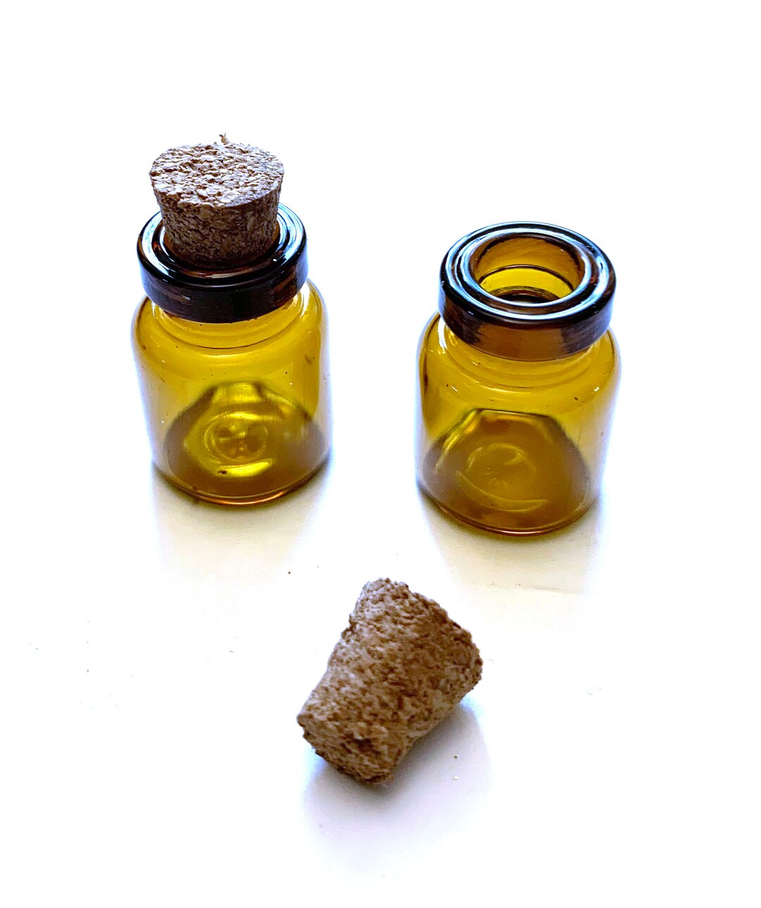 Miniature Glass Amber Bottles With Removable Cork 1 H - Etsy