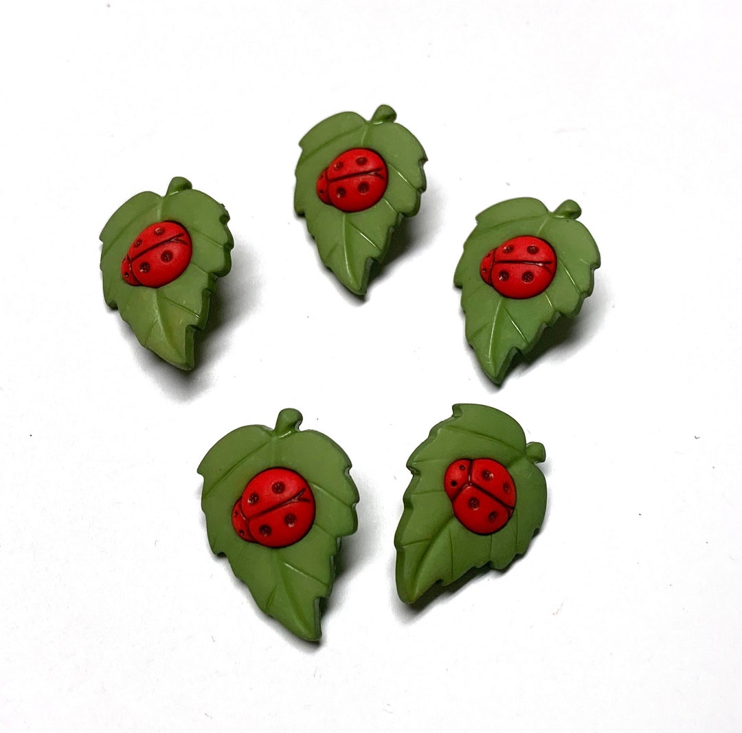 Ladybug on Leaf Buttons Galore Lady Bug Shank Back 1098 - Etsy